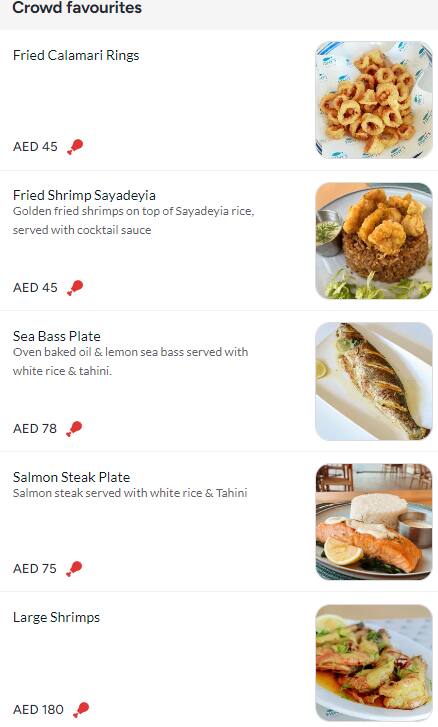 Menu of Fishy's, Umm Suqeim, Dubai