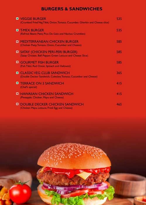 Menu at Terrace On 3, Jammu