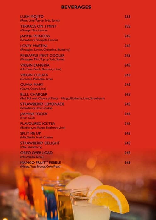 Menu at Terrace On 3, Jammu