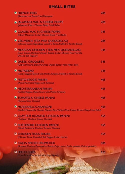 Menu at Terrace On 3, Jammu