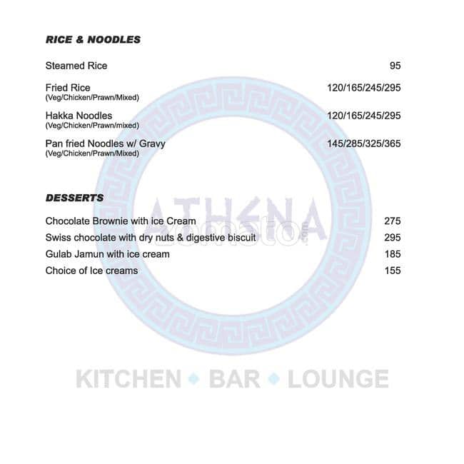 Menu at Athena, Gurugram, F Block Road