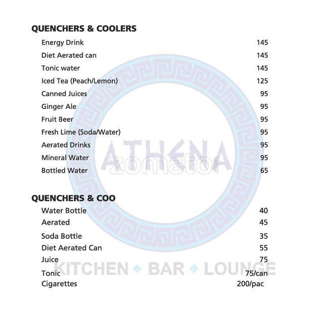 Menu at Athena, Gurugram, F Block Road