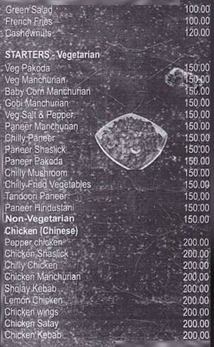 Menu at Oxygen, Bengaluru, 50 Brigade Road
