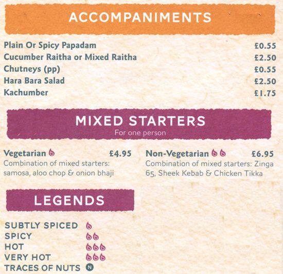 Menu at Indian Moment restaurant, London, 47 Northcote Rd