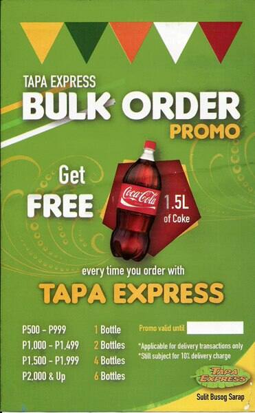 Menu at Tapa Express restaurant, Quezon City