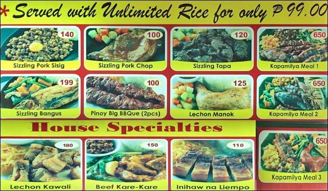 Kusinerong Pinoy Menu, Menu for Kusinerong Pinoy, San Antonio, Makati ...