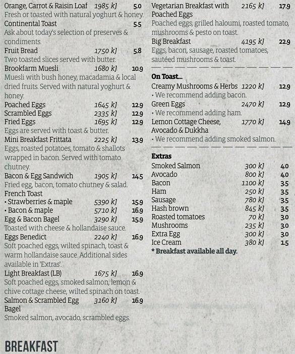 Menu at Jamaica Blue restaurant, Hurstville