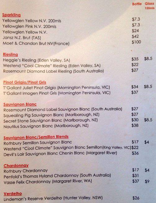 Carta de Coco's Bar & Grill, Kingsford