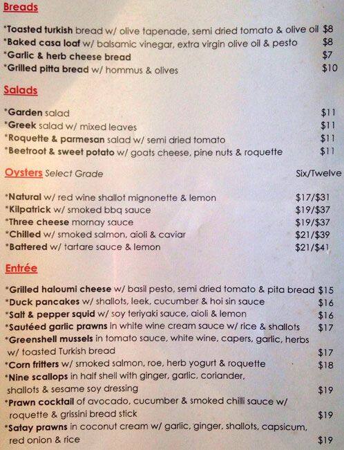 Carta de Coco's Bar & Grill, Kingsford