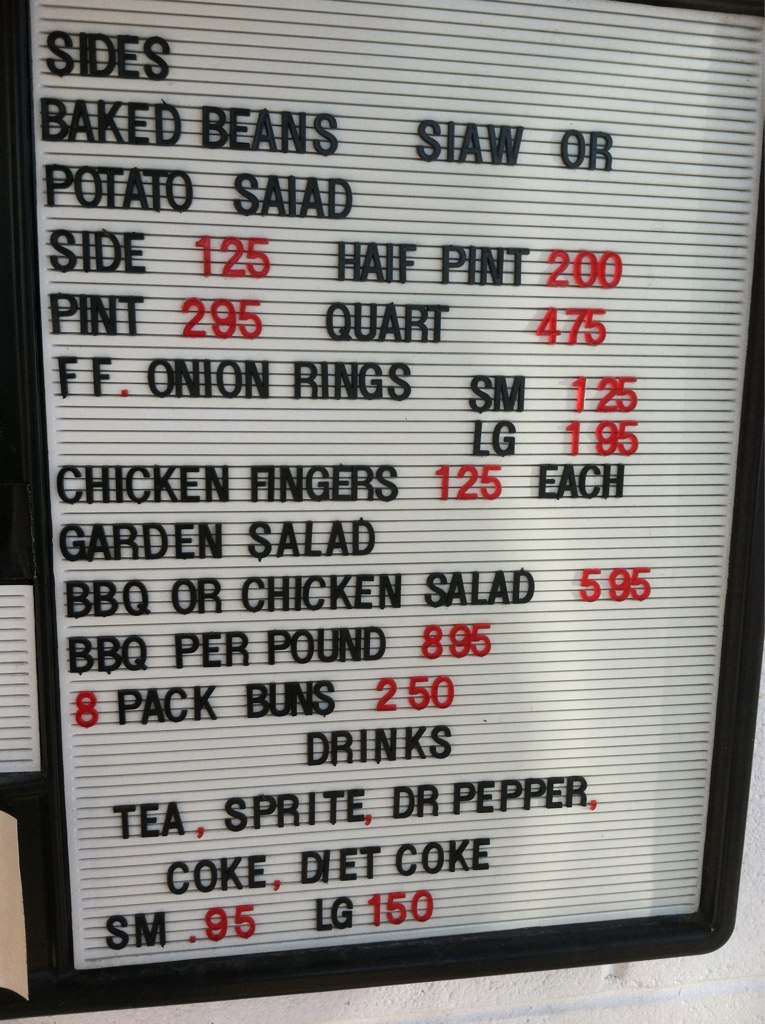 Menu at Tate's Bar-B-Que, Scottsboro, 103 W Stewart Rd