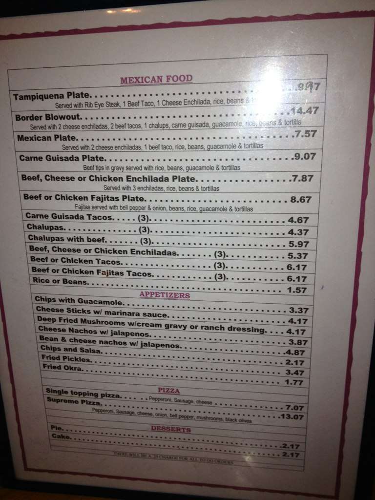 Menu at Country Corner Cafe, Eagle Pass