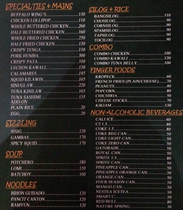 Menu at D' Voice KTV & Grill pub & bar, Cebu City
