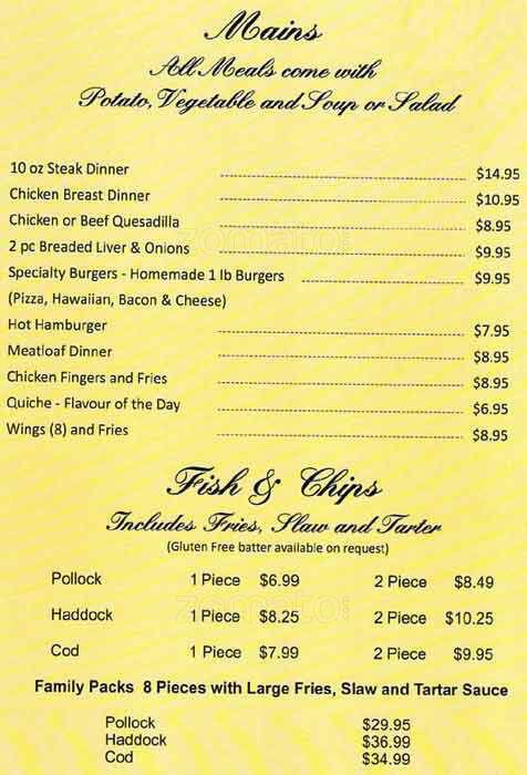 Menu au Big Grandma's Family Kitchen restaurant, Kitchener