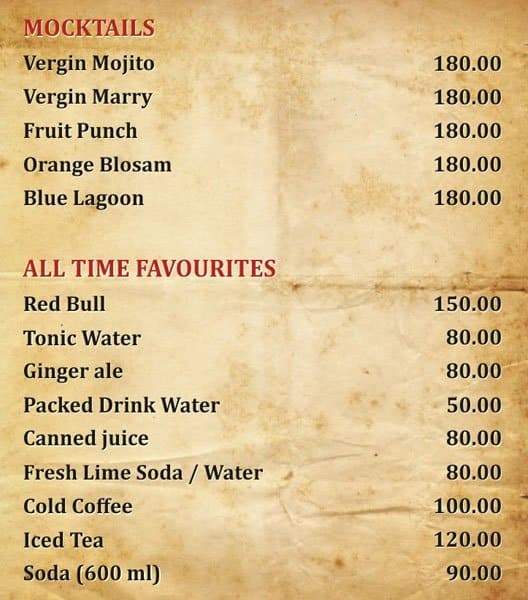 Menu at Radiation Bar, Jaipur, Pink Pearl Hotel & Funcity