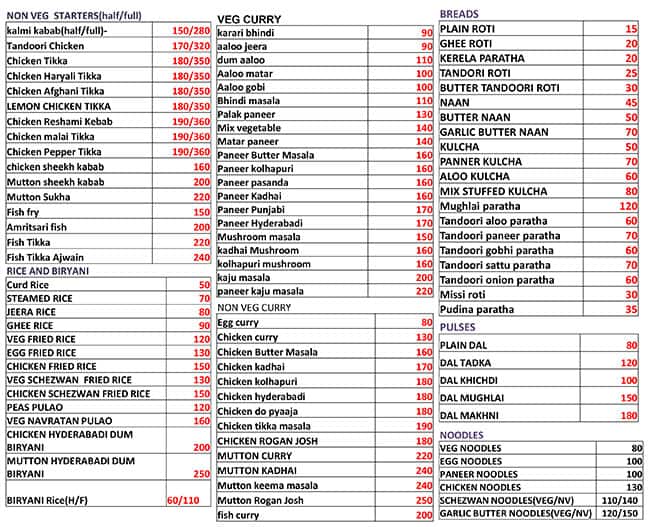 Menu at Hangout Multicusine restaurant, Bengaluru