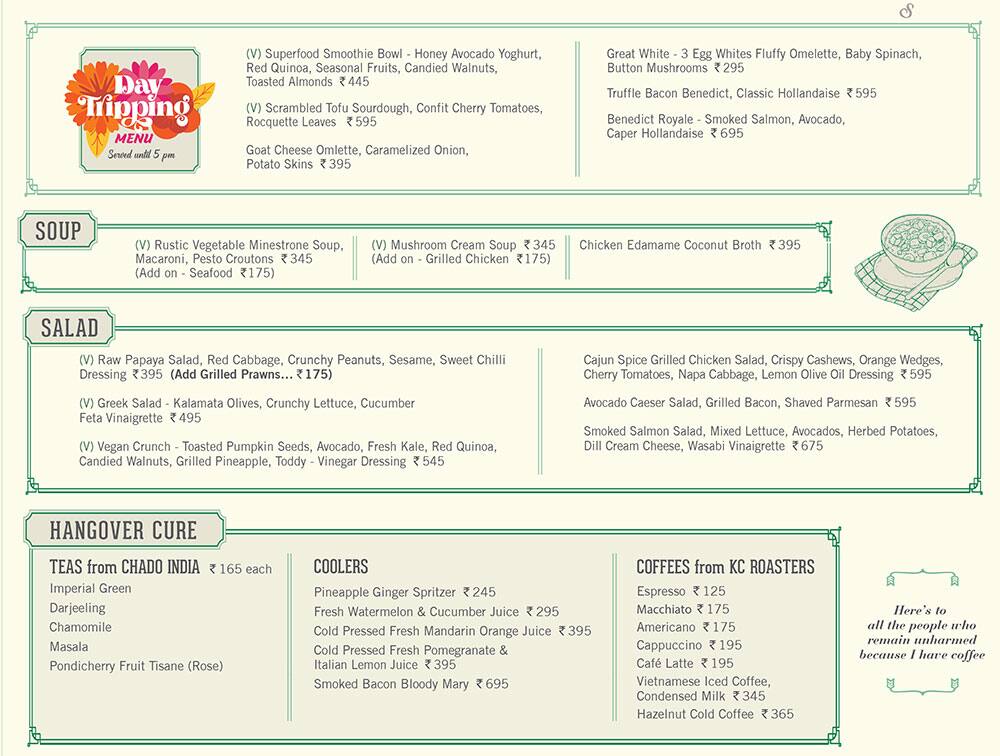 Menu of Woodside Inn, Pali Hill, Bandra West, Mumbai