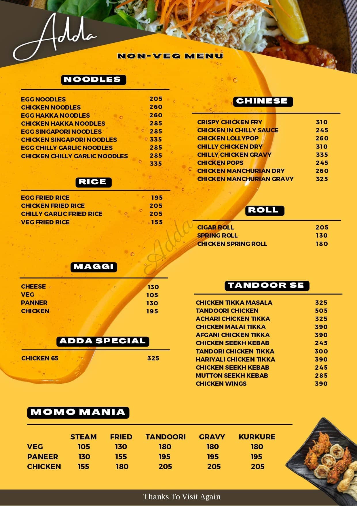 Menu of Adda Fusion Cuisine, Indirapuram, Ghaziabad