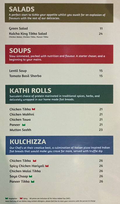 Menu of Kulcha King, Jafza, Dubai