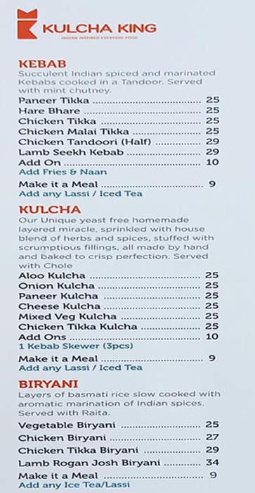 Carta de Kulcha King Restaurant, Dubai, Opposite Karama Spinneys ...