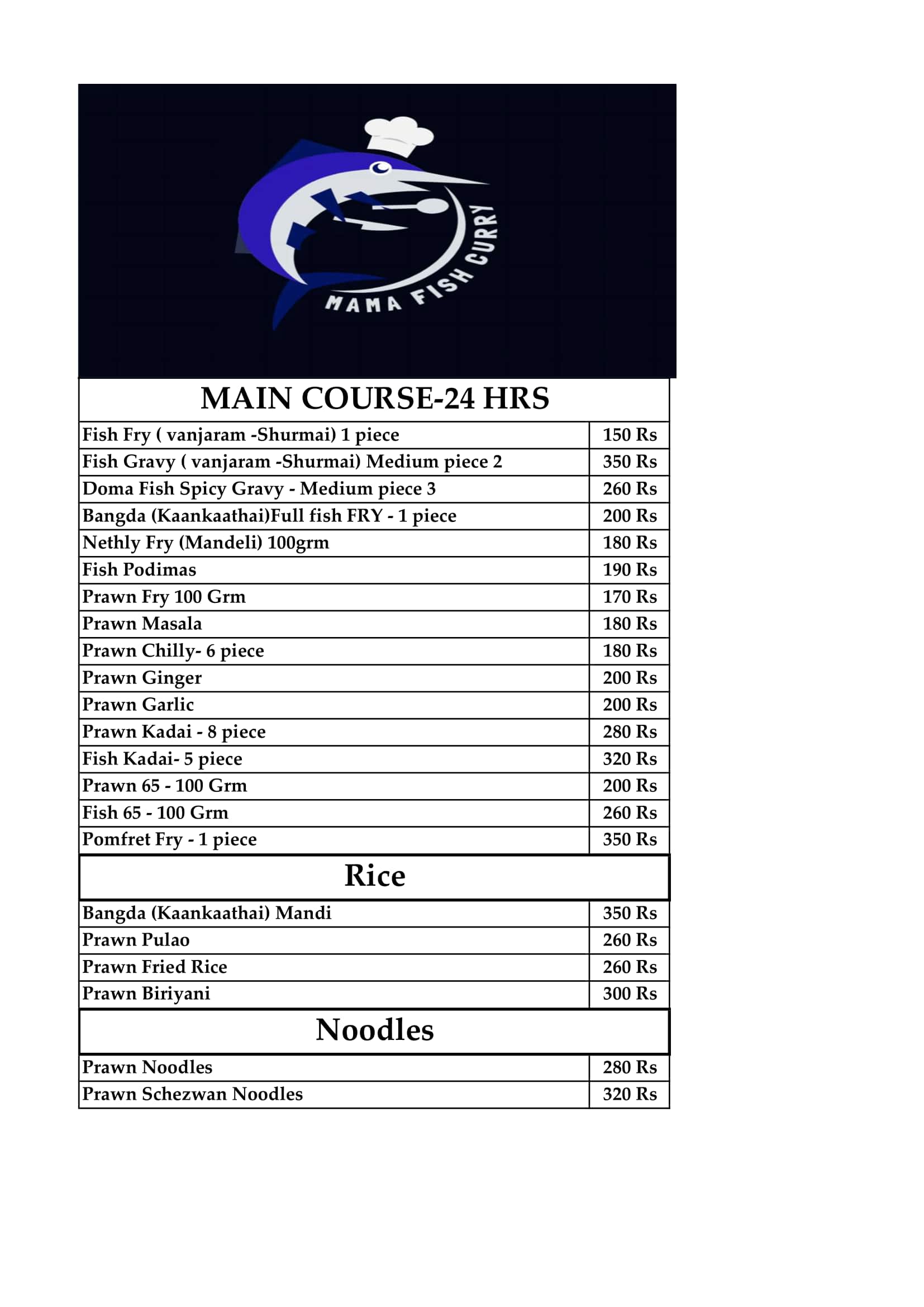 Menu of Mama Fish Curry, Bhiwandi, Thane