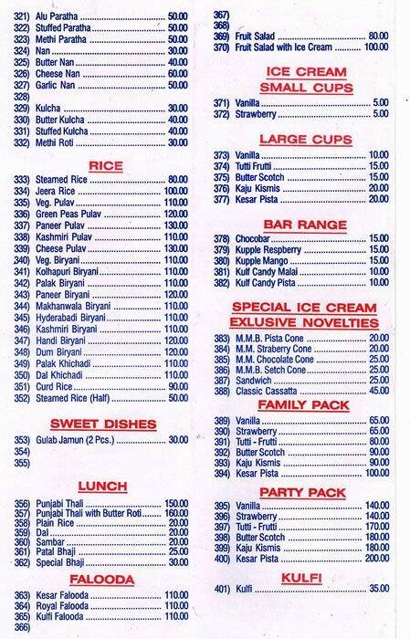 Menu at Ashray Restaurant, Mumbai