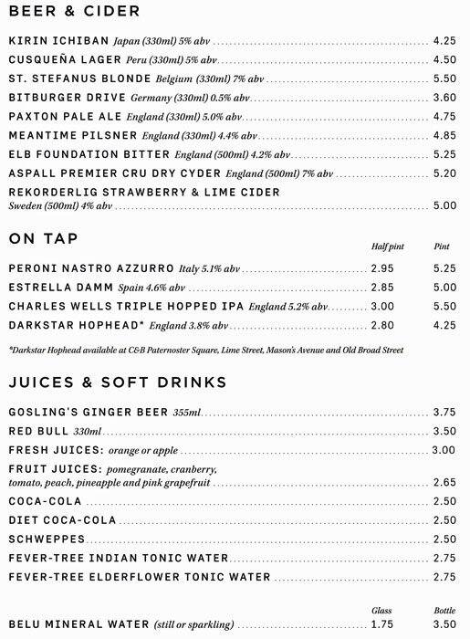 Carta de Corney & Barrow, Londres, 5 Exchange Square