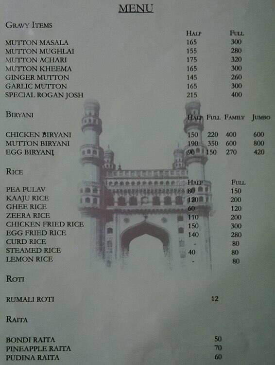 Menu at Flavours of Hyderabad, Jaipur, M I Road