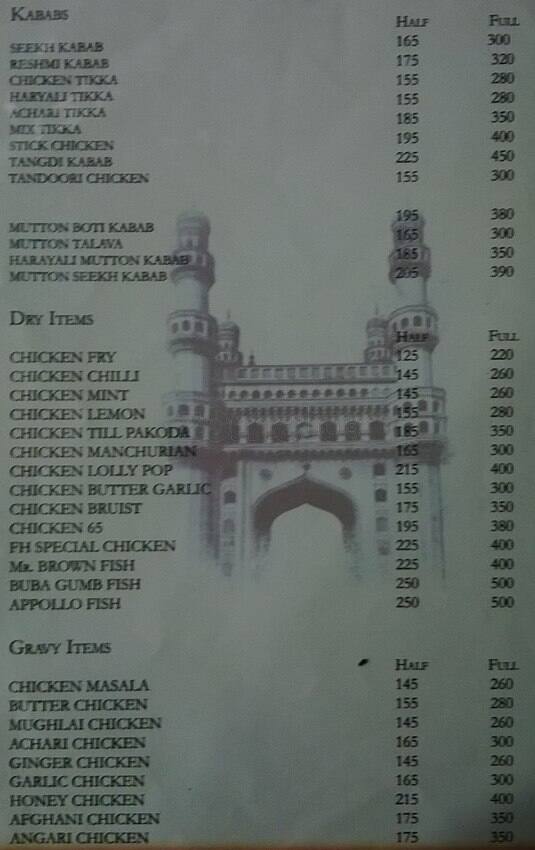 Menu at Flavours of Hyderabad, Jaipur, M I Road