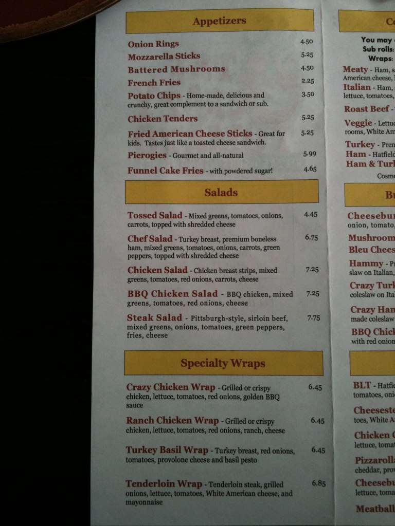 Menu at The Crazy Tomato pizzeria, Williamsport