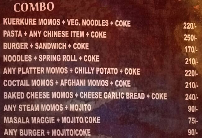 Menu at Mr. Momos, Delhi