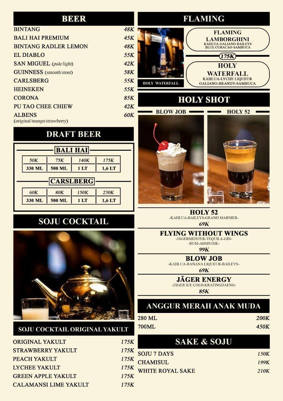 Menu at Holywings GOLD pub & bar, Jakarta
