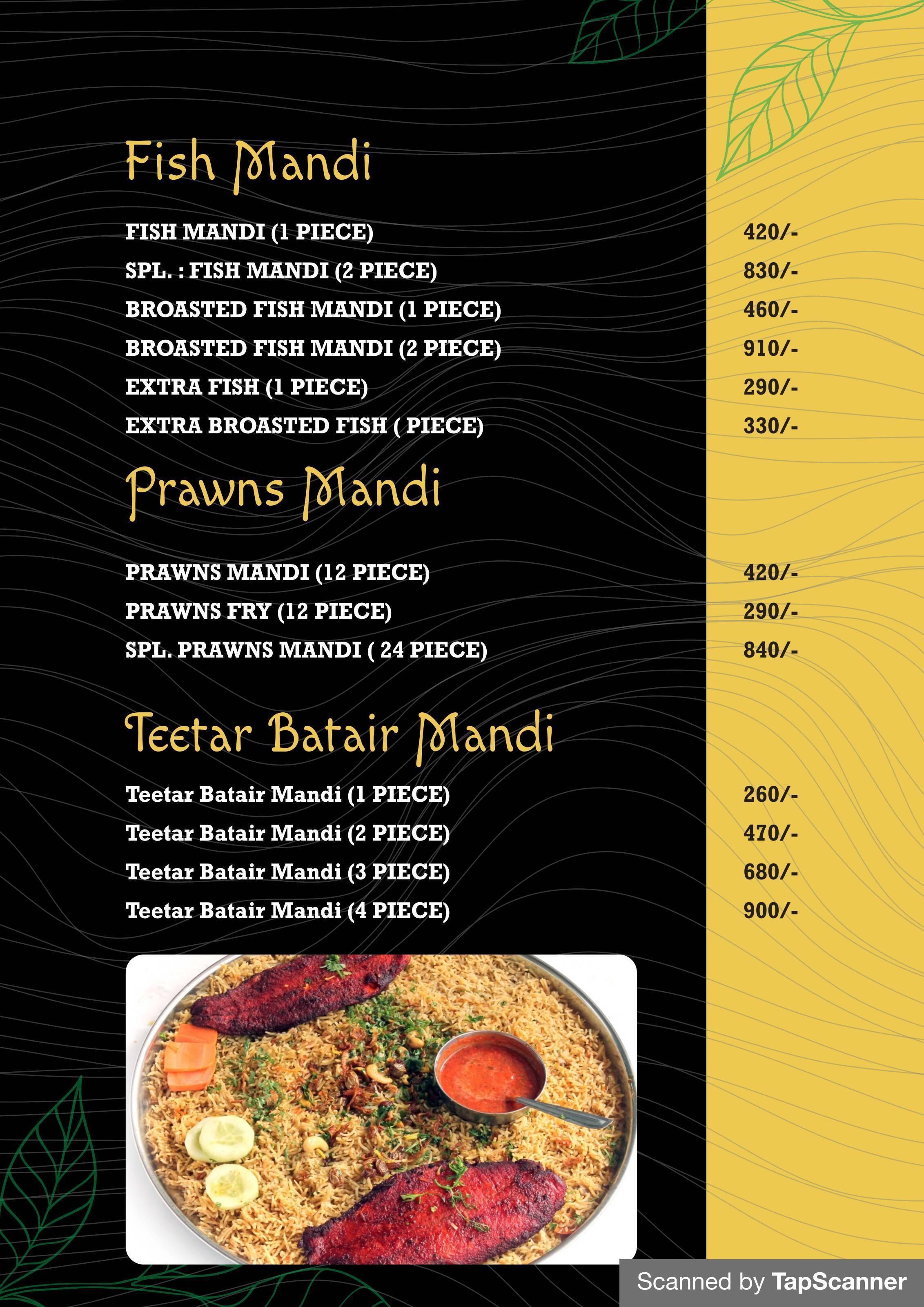 Menu of Mandi Town, Khairatabad, Hyderabad