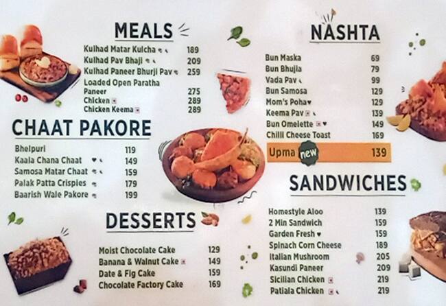 Menu at Chaayos Chai+Snacks=Relax, Noida, Plot 58