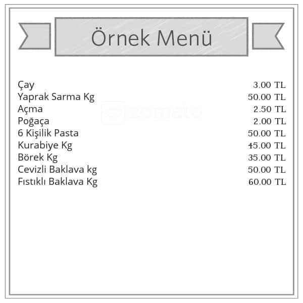 Menu at ONUR PASTANESİ, Istanbul