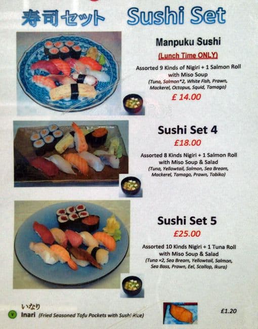 Menu at eat TOKYO restaurant, London, 50 Red Lion St