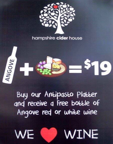 Menu at The Hampshire cider House pub & bar, Adelaide
