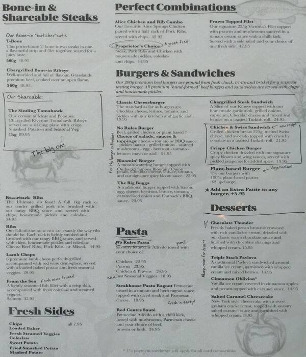 Menu at Outback Steakhouse Aspley, Aspley