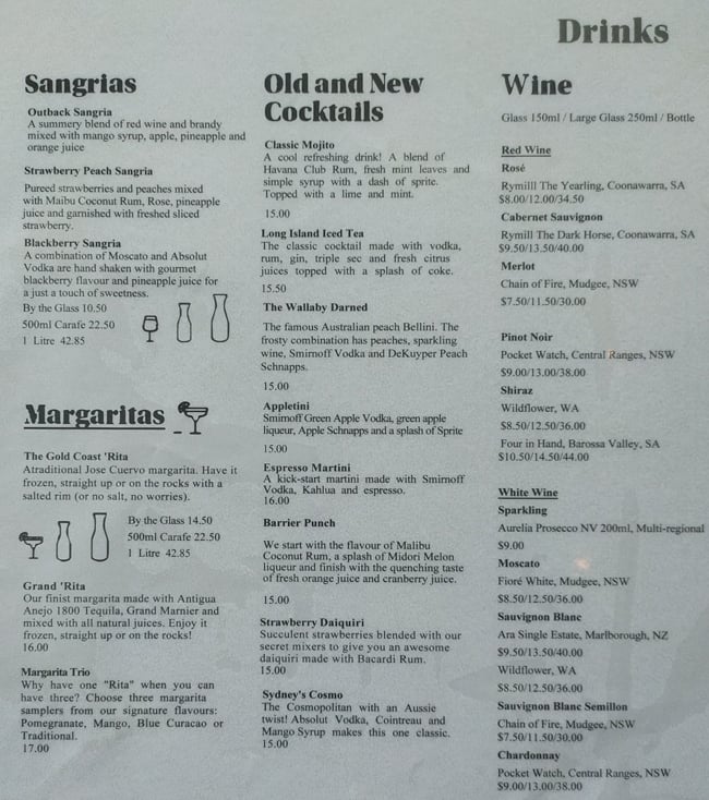 Menu at Outback Steakhouse Aspley, Aspley