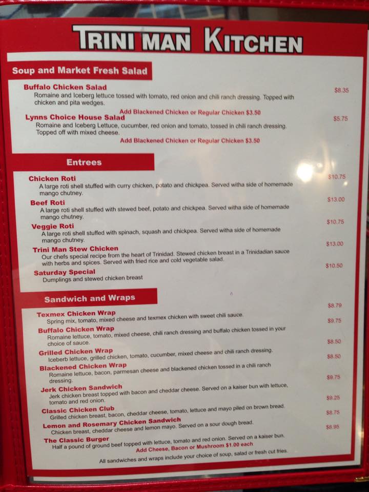 Menu at Triniman Kitchen restaurant, London