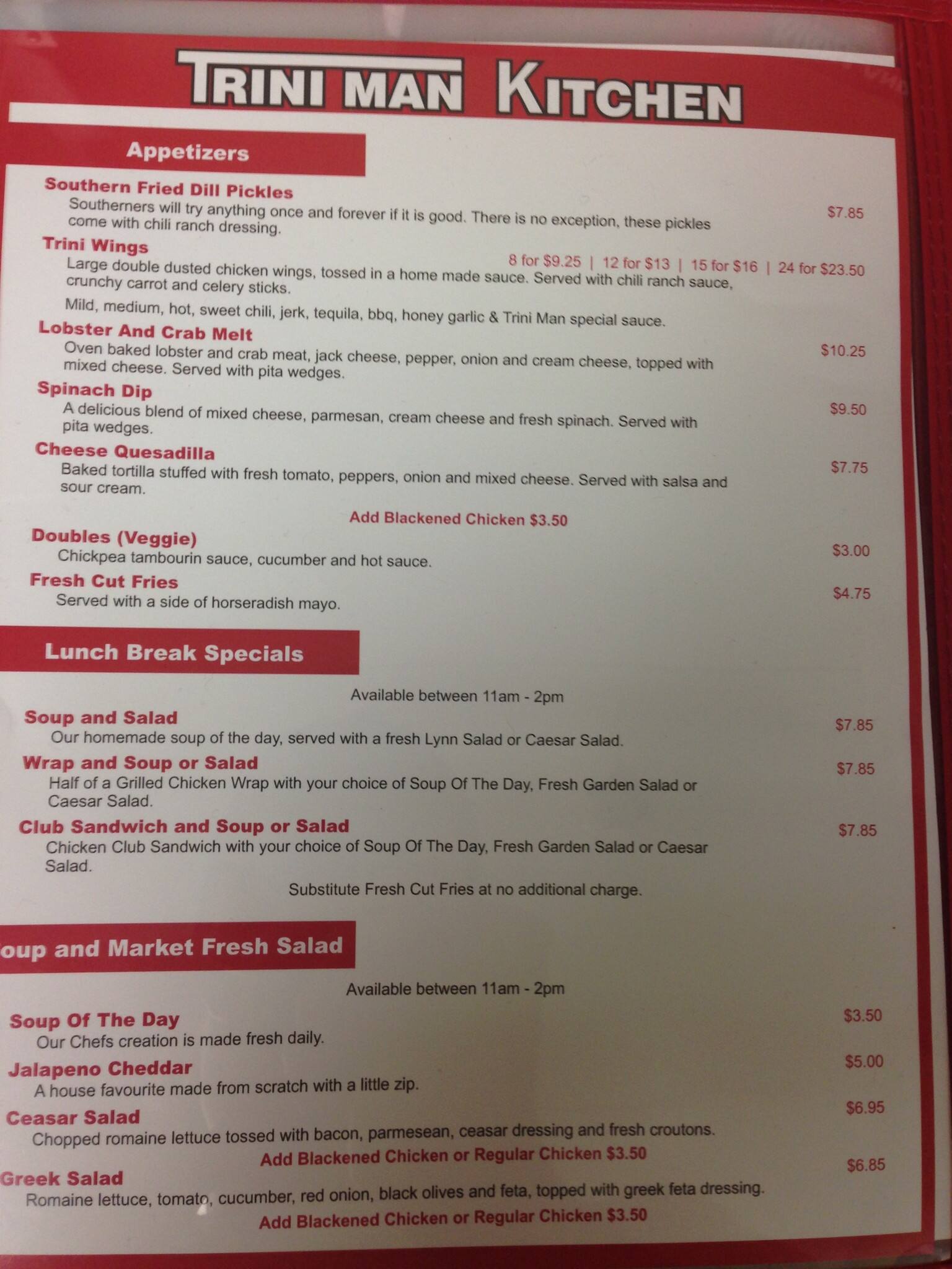 Menu at Triniman Kitchen restaurant, London