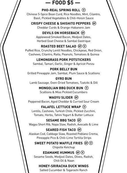 Menu at Linger restaurant, Denver