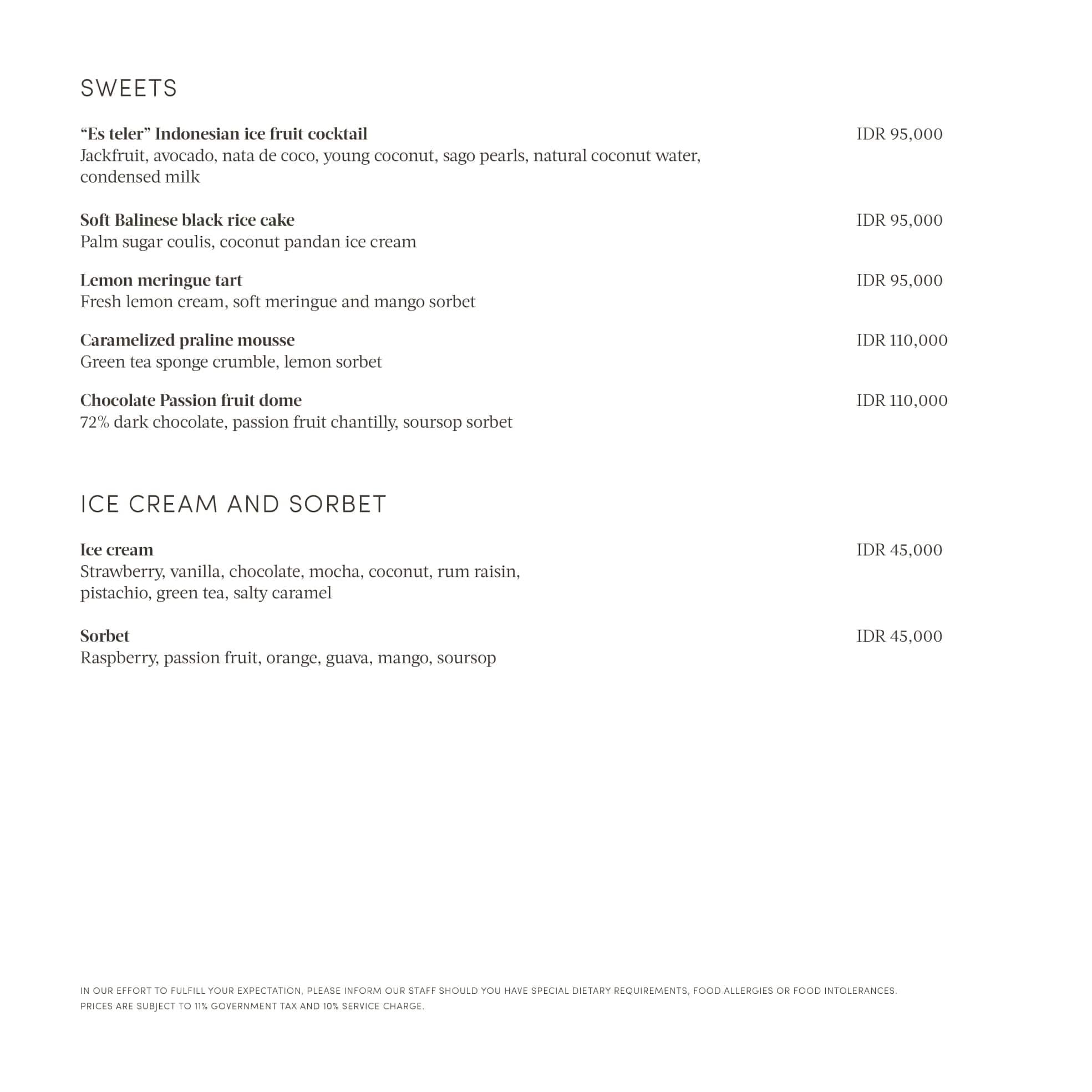 Menu at Arwana Restaurant, Kuta Selatan