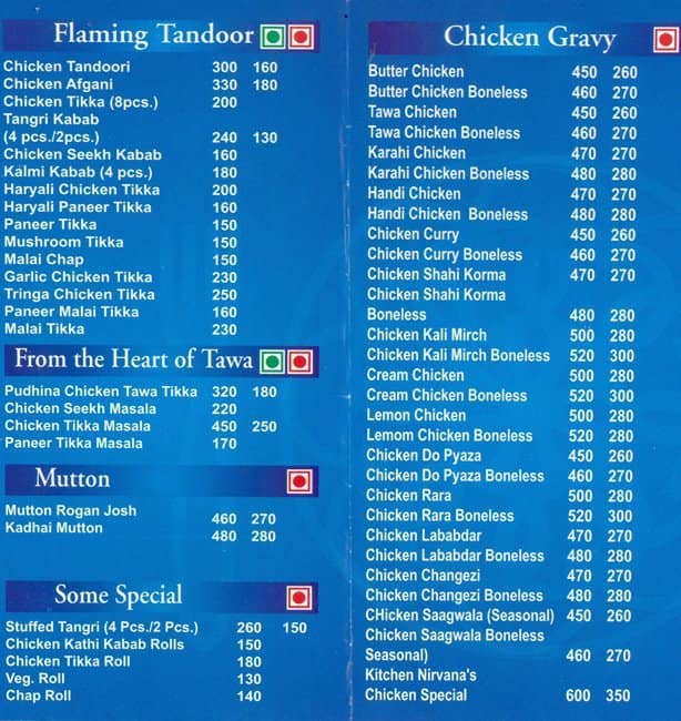 Menu at Kitchen Nirvana, Gurugram