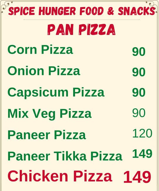 Menu of Spice Hunger Food & Snacks, Powai, Mumbai