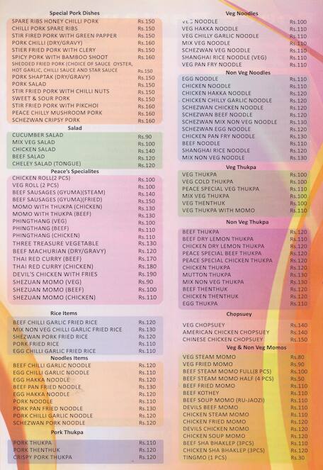 Peace Restaurant Menu, Menu for Peace Restaurant, Koramangala 5th Block ...