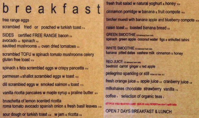 Jackies Cafe Menu, Menu for Jackies Cafe, Paddington, Sydney ...