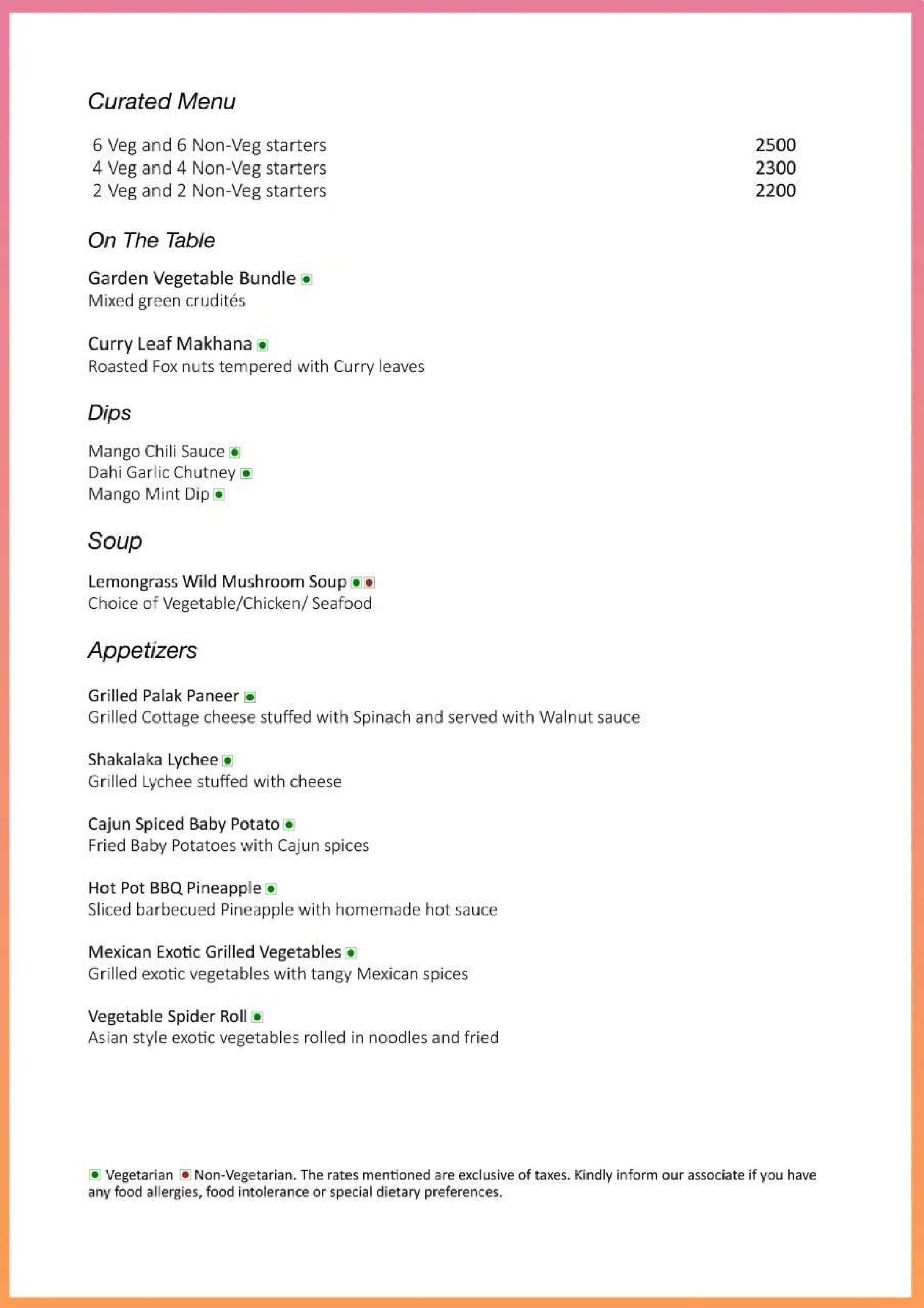 Menu of Skyloft - Feathers, Ramapuram, Chennai