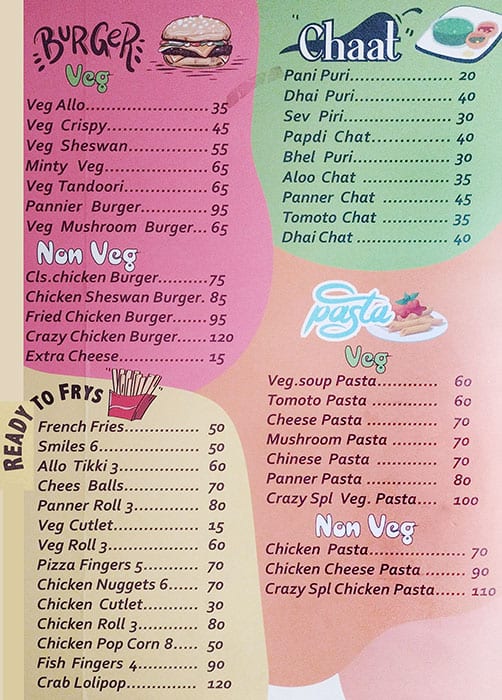 Menu at Crazy Hot & Chill, Chennai