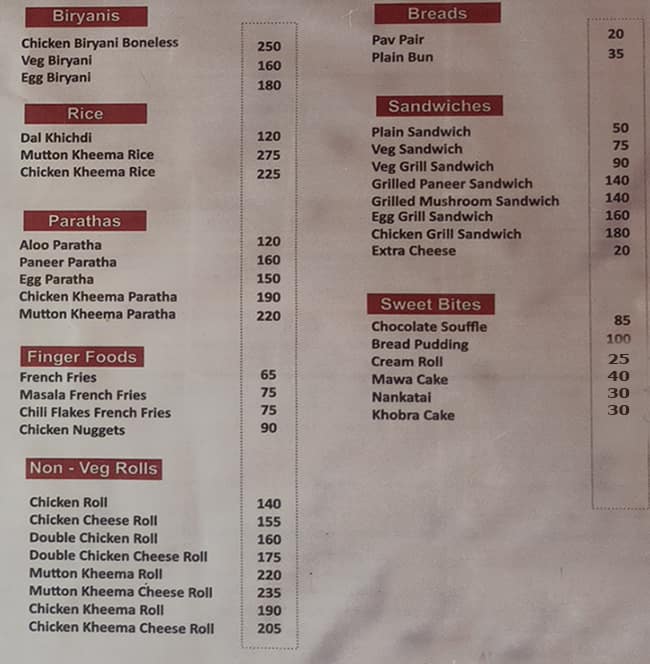 Menu at Goodluck Cafe - Bavdhan, Pune, Shradha Apartment