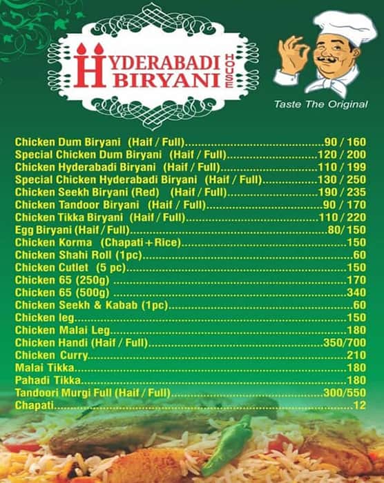 Menu of Hyderabadi Biryani House, Kondhwa, Pune